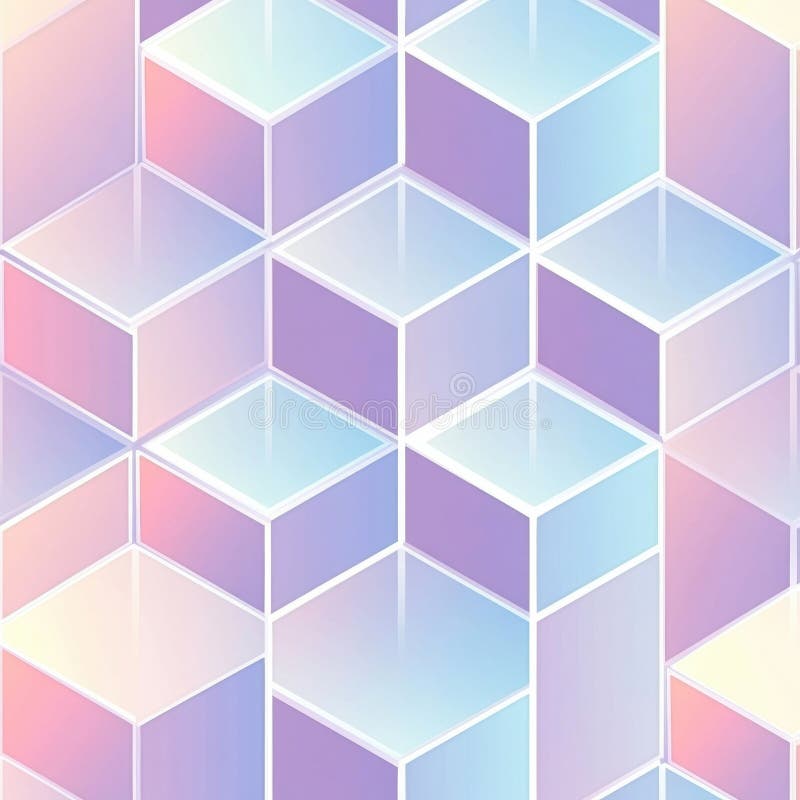 Seamless Isometric Grid Pattern Featuring Futuristic Geometric Structure with Gradient ...