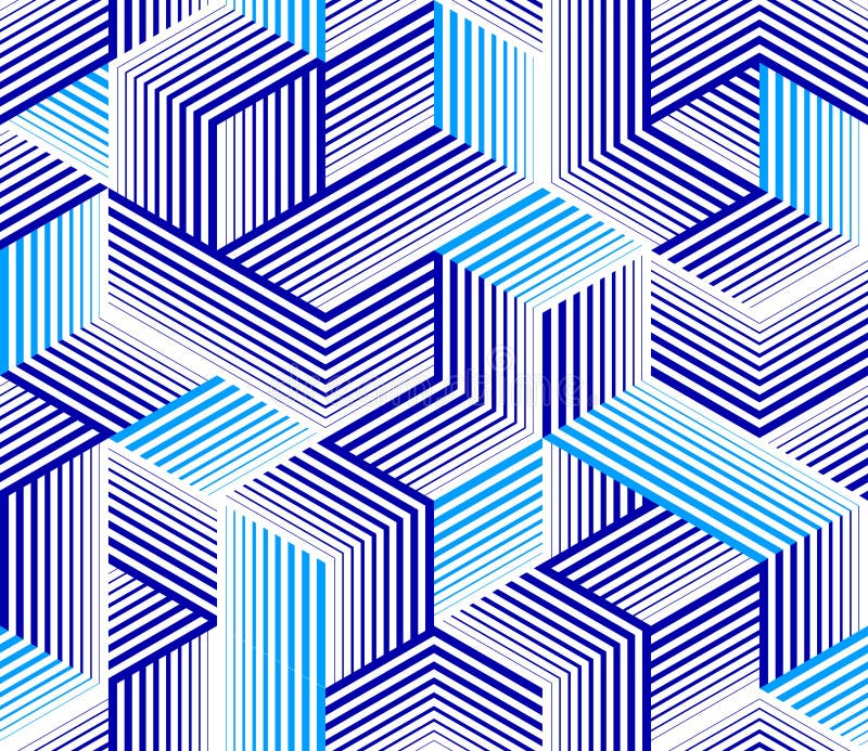 Seamless Isometric Lines Geometric Pattern, 3D Cubes Vector Tiling Background, Architecture and ...