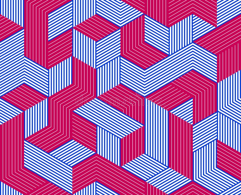 Seamless Isometric Lines Geometric Pattern, 3D Cubes Vector Tiling Background, Architecture and ...