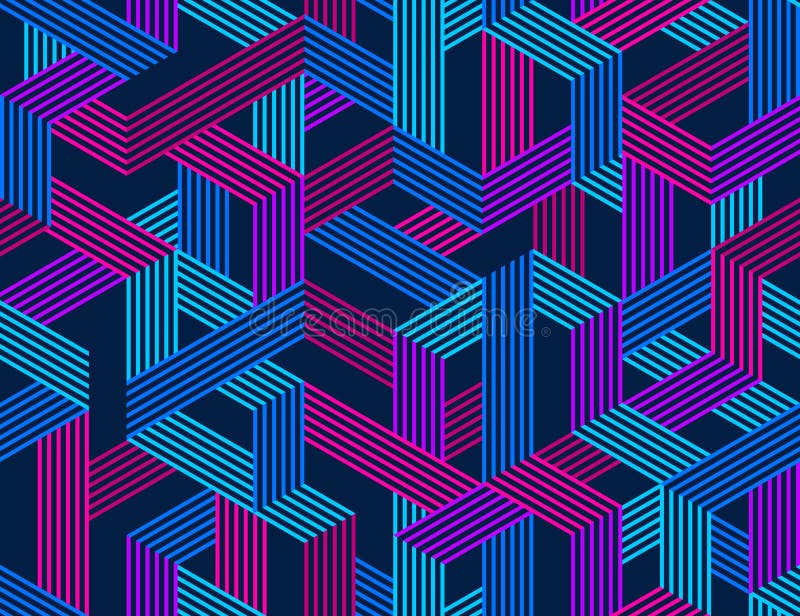 Seamless Isometric Lines Geometric Pattern, 3D Cubes Vector Tiling ...