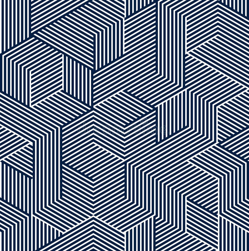 Seamless Isometric Lines Geometric Pattern, 3D Cubes Vector Tiling ...