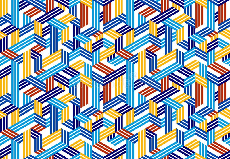 Seamless Isometric Lines Geometric Pattern, 3D Cubes Vector Tiling ...