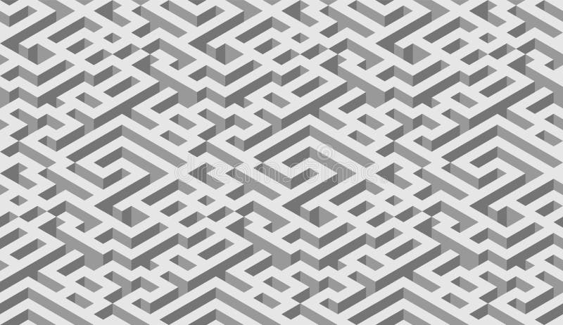Seamless Isometric Maze. Grey Abstract Endless Isometric Labyrinth. Seamless Geometric Pattern ...