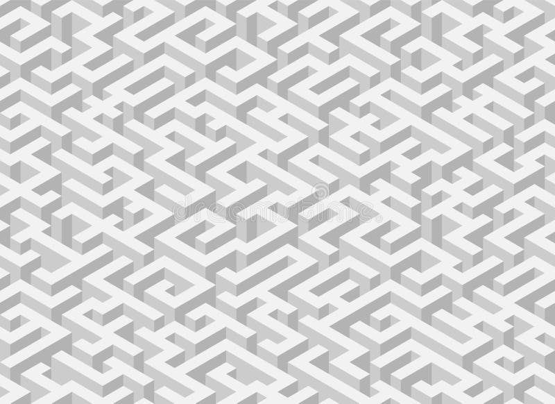 Seamless Isometric Maze. Grey Abstract Endless Isometric Labyrinth. Seamless Geometric Pattern ...