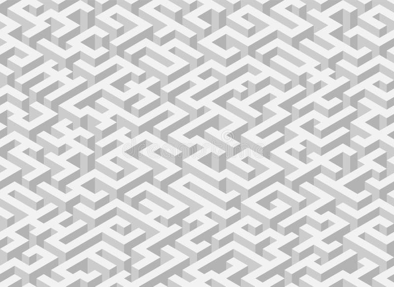 Seamless Isometric Maze. Grey Abstract Endless Isometric Labyrinth. Seamless Geometric Pattern ...