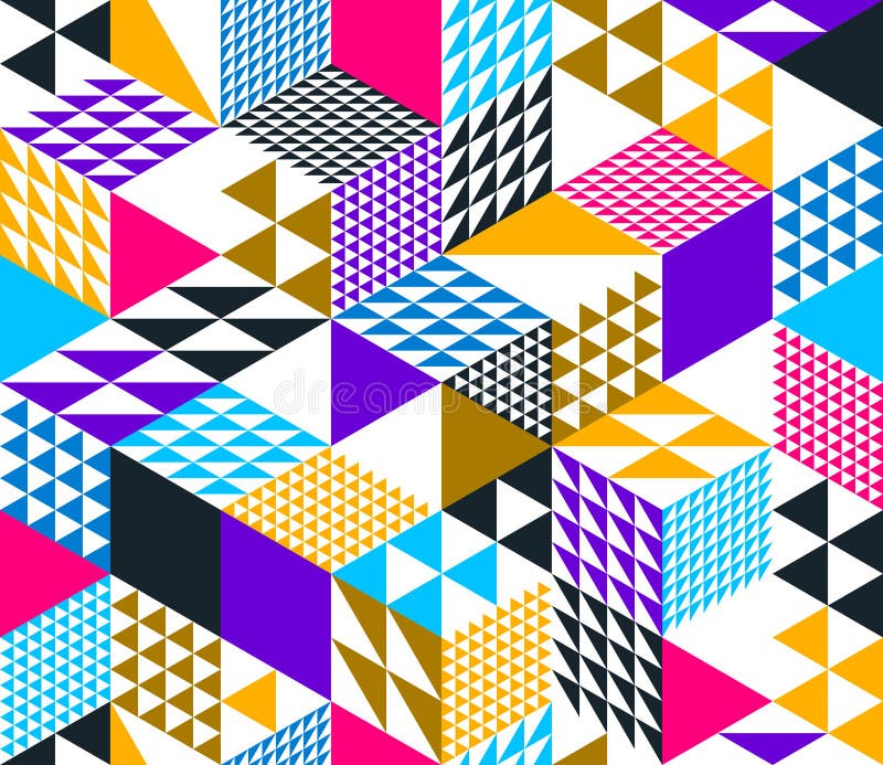 Seamless Isometric Rhombus and Triangles Geometric Pattern, 3D Cubes ...