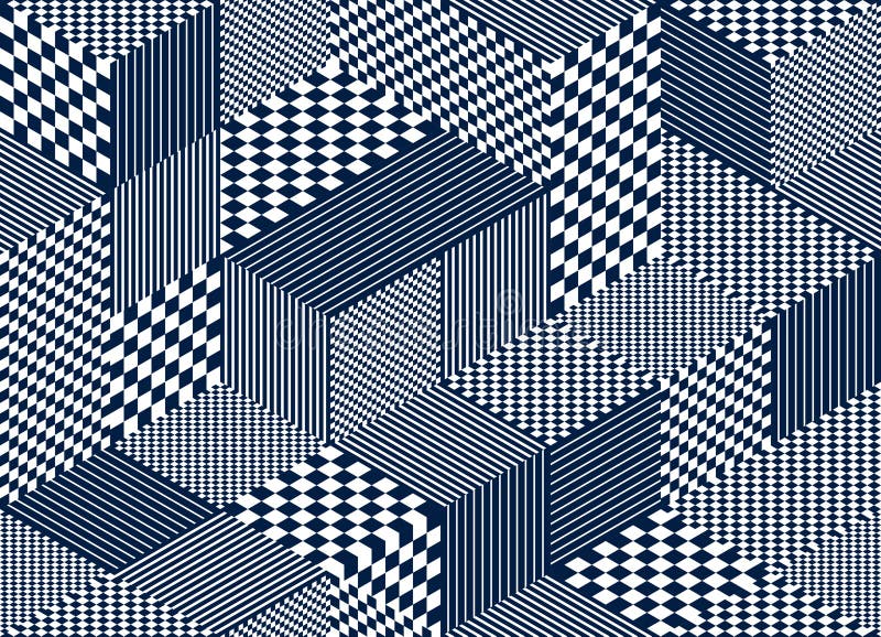 Seamless Isometric Rhombuses Checker Geometric Pattern, 3D Cubes Vector ...