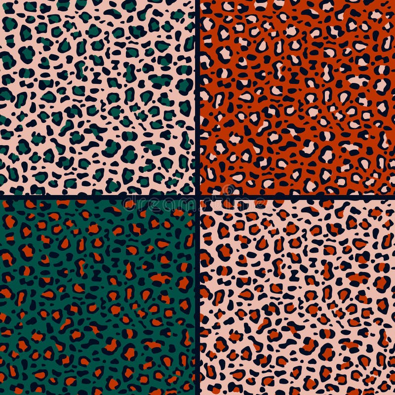 Seamless Jaguar Pattern in Four Different Color Stock Vector ...