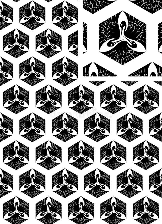 Seamless Japan Crane Pattern Stock Illustration - Illustration of feng ...
