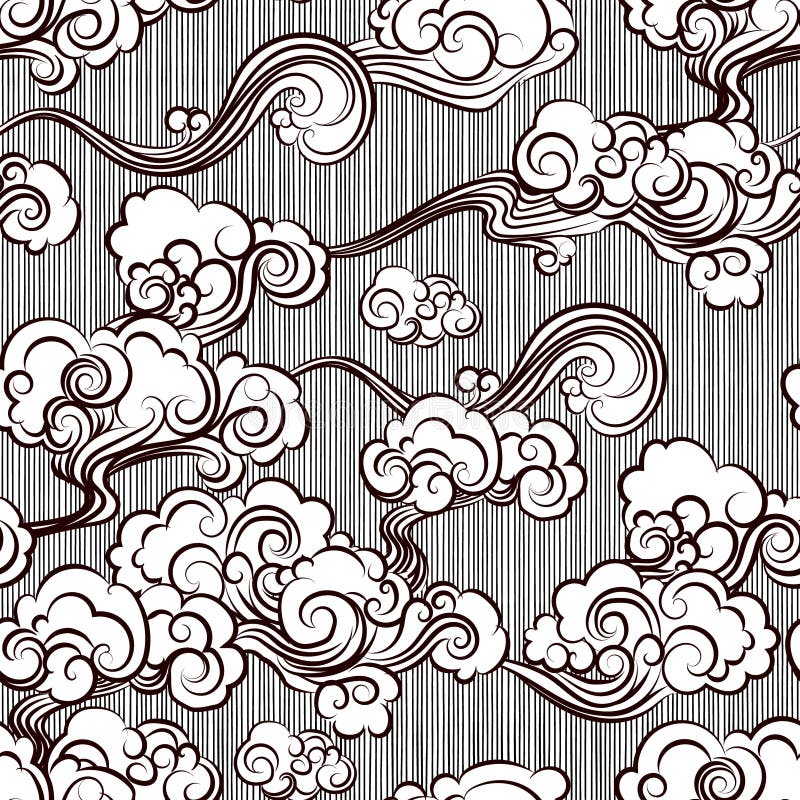 Seamless Japanese Cloud Pattern Stock Vector - Illustration of clouds, packaging: 238184380