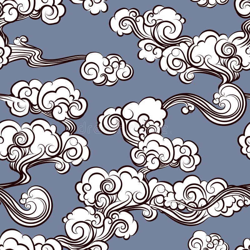 Seamless Japanese Cloud Pattern Stock Illustration - Illustration of ...