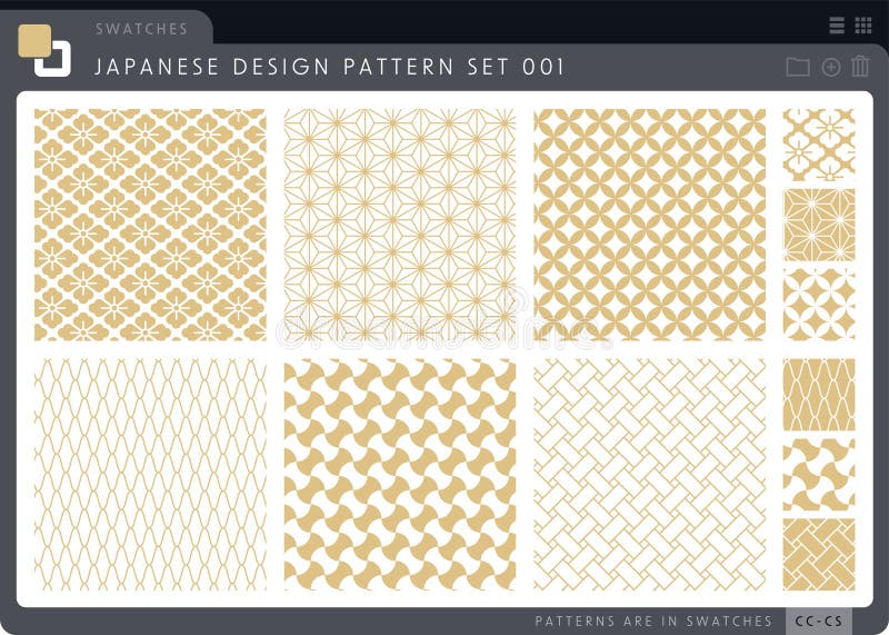 Seamless Japanese Pattern Set Series 001 Stock Vector - Illustration of ...