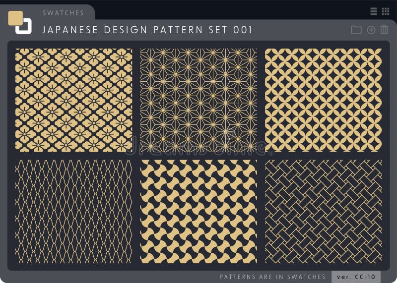 Seamless Japanese Pattern Set Series 001 Stock Illustration - Illustration of amime, textile ...
