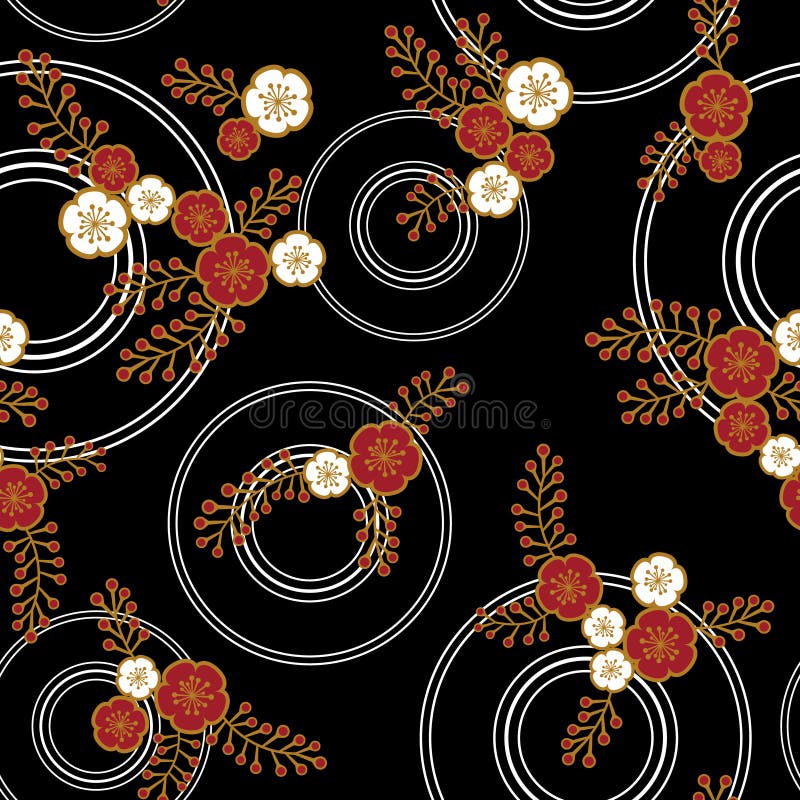 Seamless Japanese Sakura Flower Pattern Stock Vector - Illustration of ...
