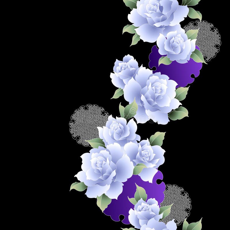 Seamless and Japanese Style Rose Flower Pattern, Stock Vector ...