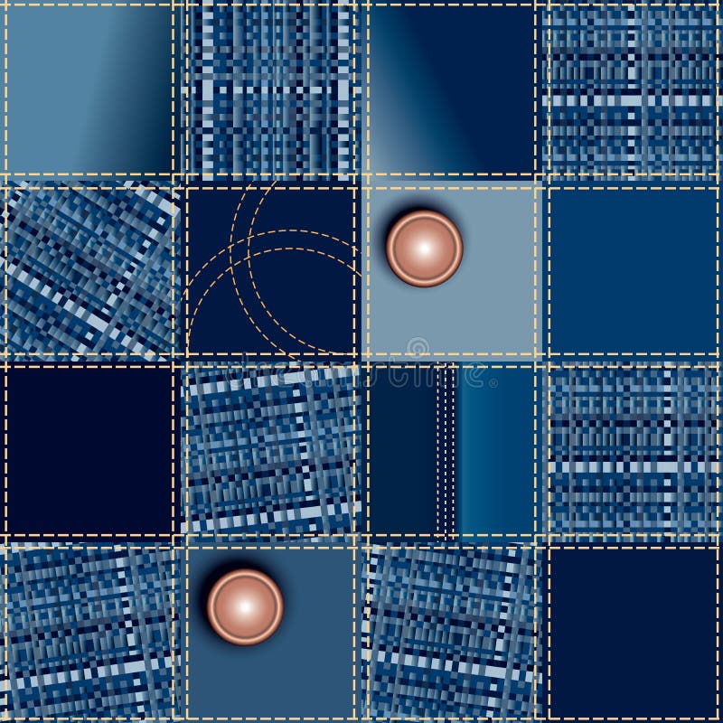 Jeans Patchwork with Applique of Flowers Stock Vector - Illustration of ...