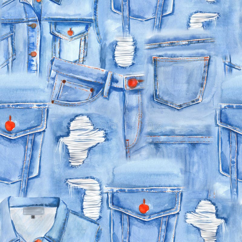 Seamless Jeans Pattern-blue Denim Texture. Denim Patchwork Material ...