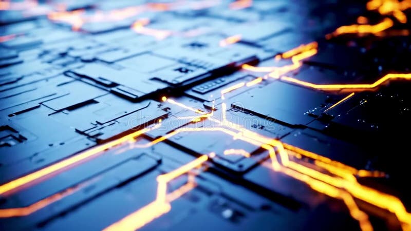 Futuristic Circuit Board with Electric Pulses – 8K Seamless Loop Stock ...