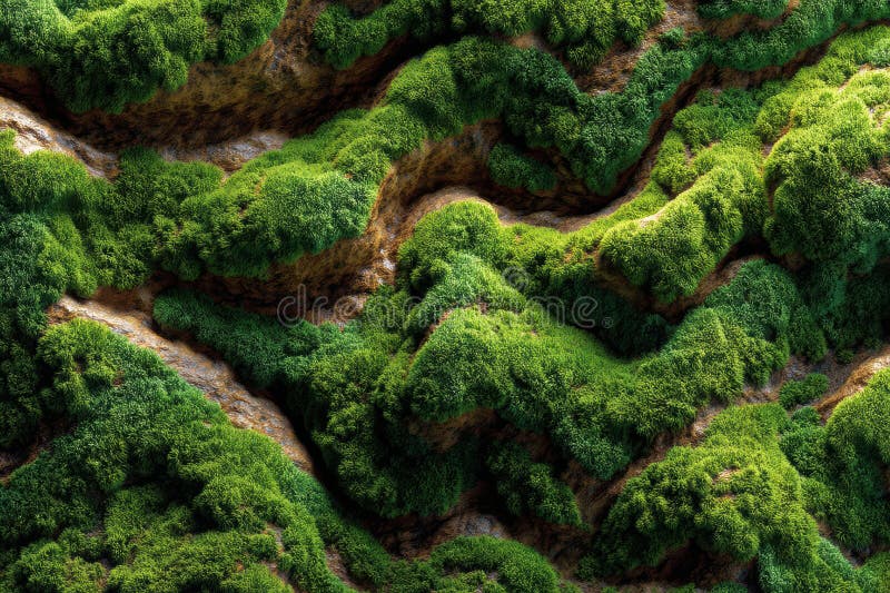 Seamless 8K Moss-Covered Texture with Organic Topographic Curves Stock ...