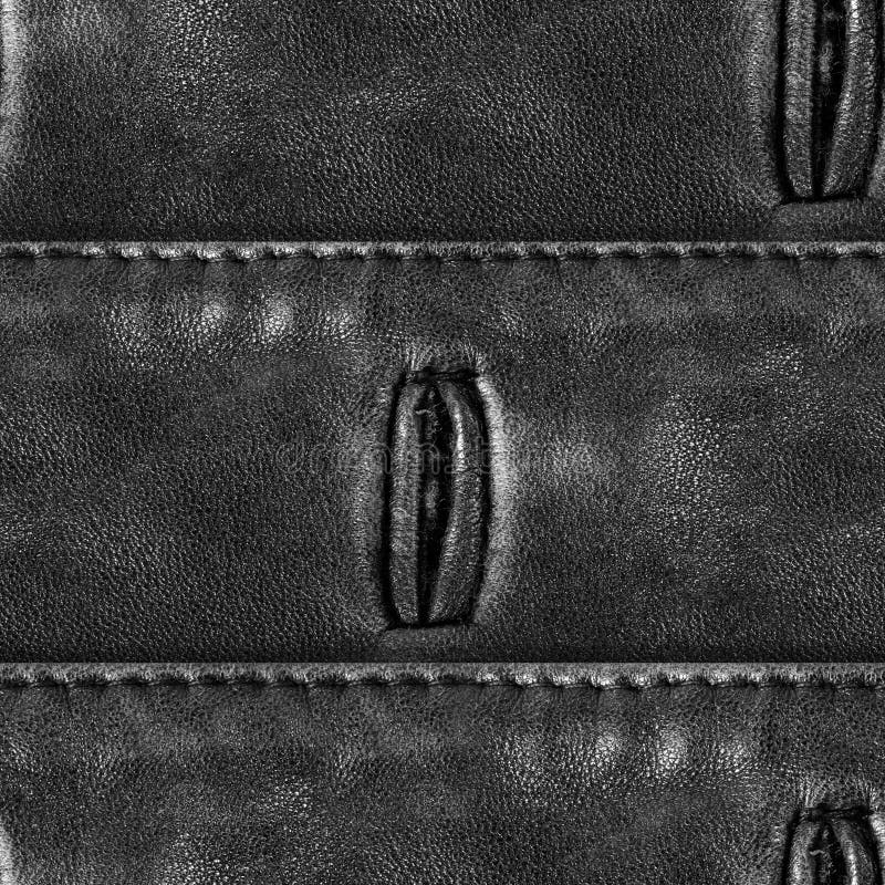 Seamless 4k Photo Texture of Stitched Black Leather with Button Holes ...
