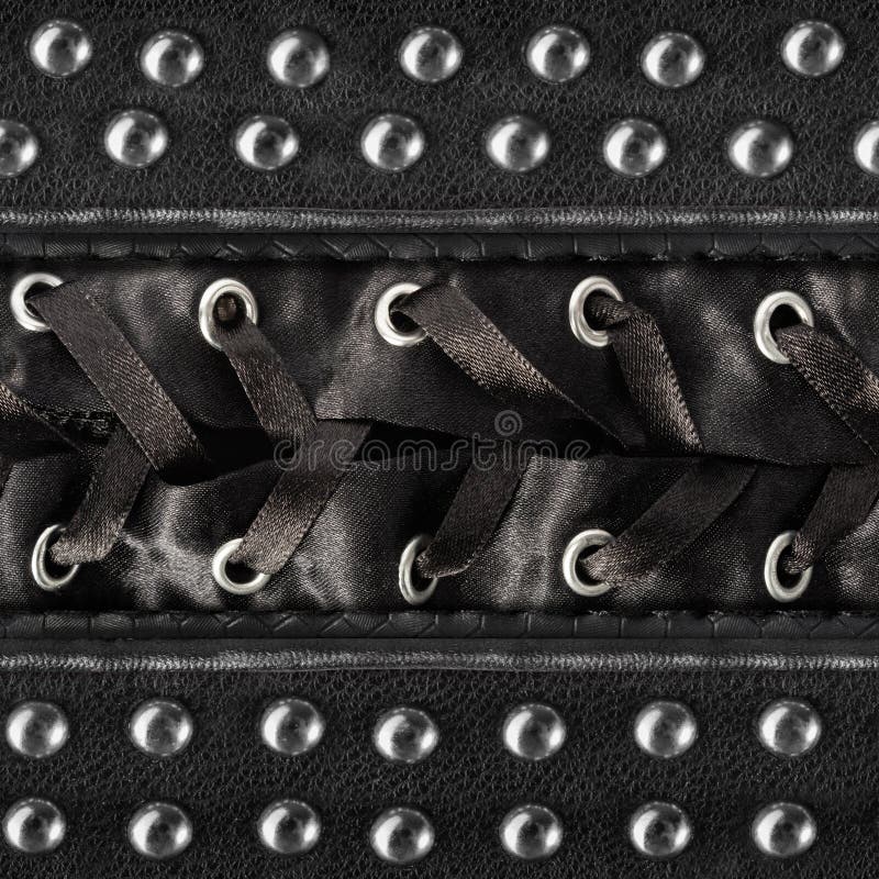Seamless 4k Photo Texture of Black Leather with Corset Braid and Metal ...