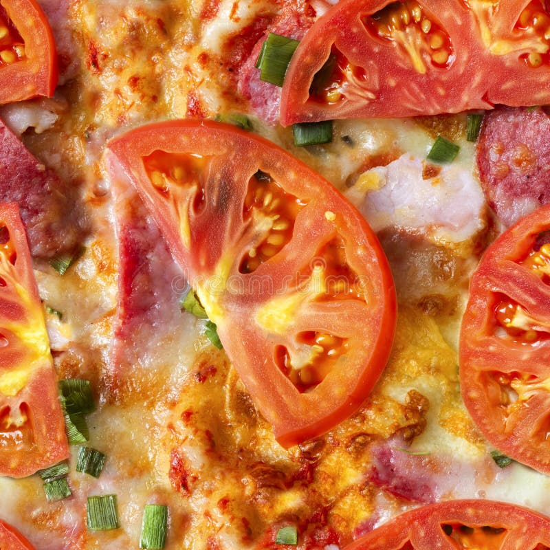 Seamless 4k Photo Texture of Pizza with Tomatoes Stock Image - Image of ...