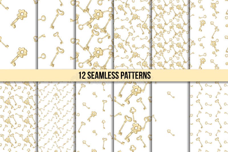 Seamless keys pattern set stock vector. Illustration of abstract - 77553204
