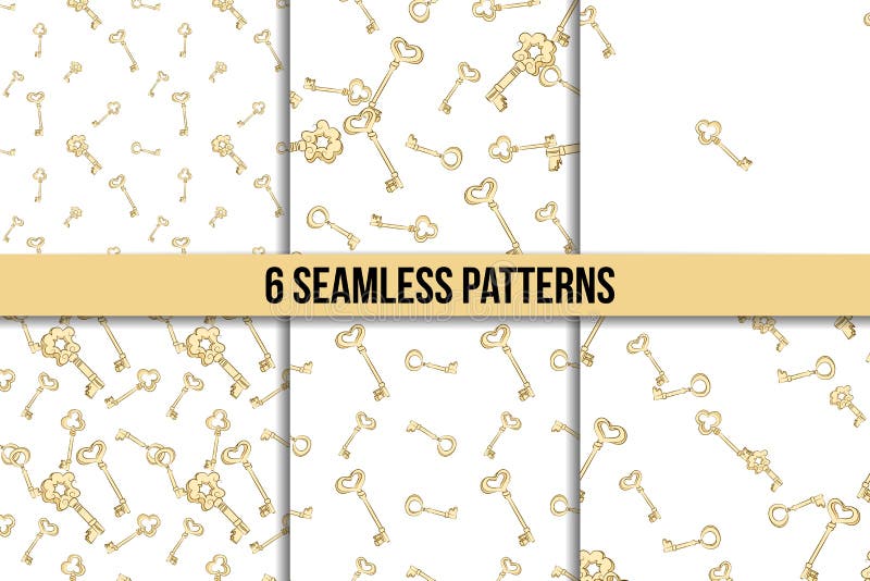 Seamless keys pattern set stock vector. Illustration of decorative ...