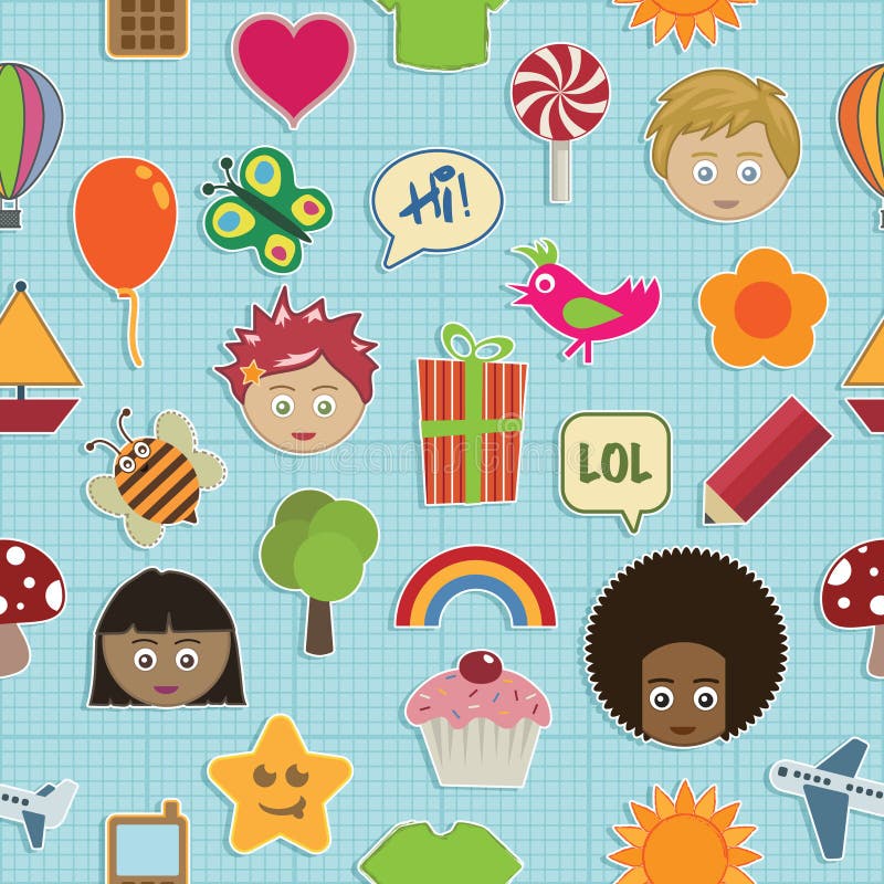 Seamless kids pattern stock vector. Illustration of wallpaper - 73732093