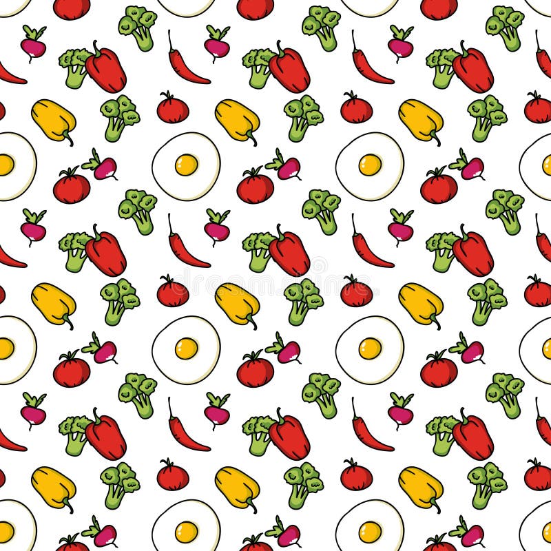 Seamless Kitchen Background of Vegetables. Stock Vector - Illustration ...