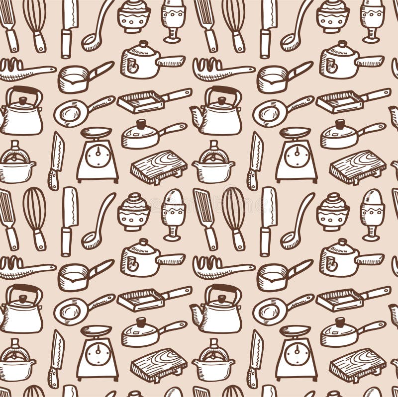 Seamless kitchen pattern stock vector. Illustration of cook - 17260928