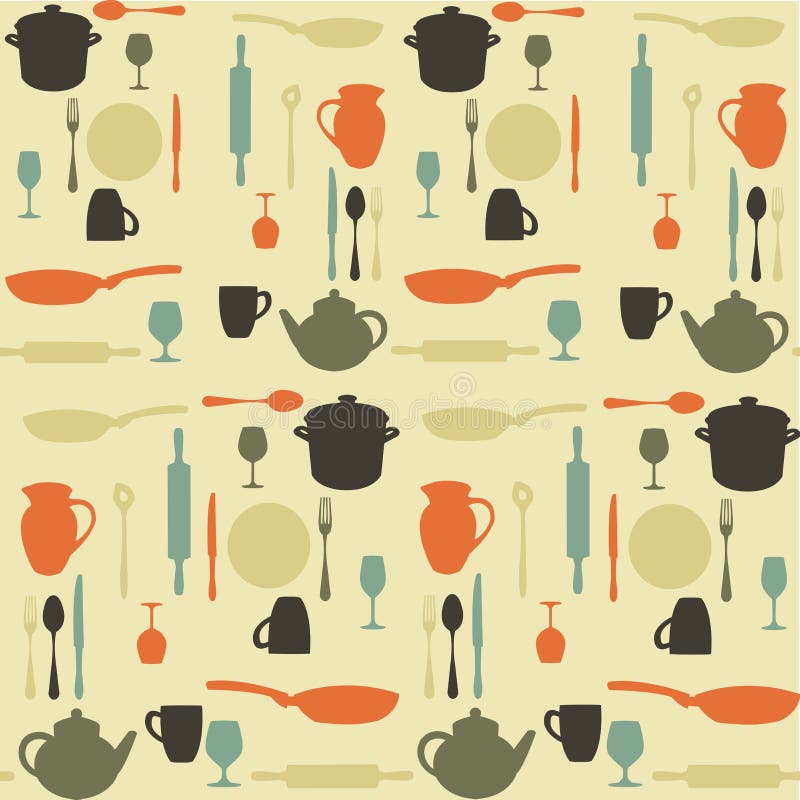 Kitchen pattern stock vector. Illustration of cute, pepper - 31977316