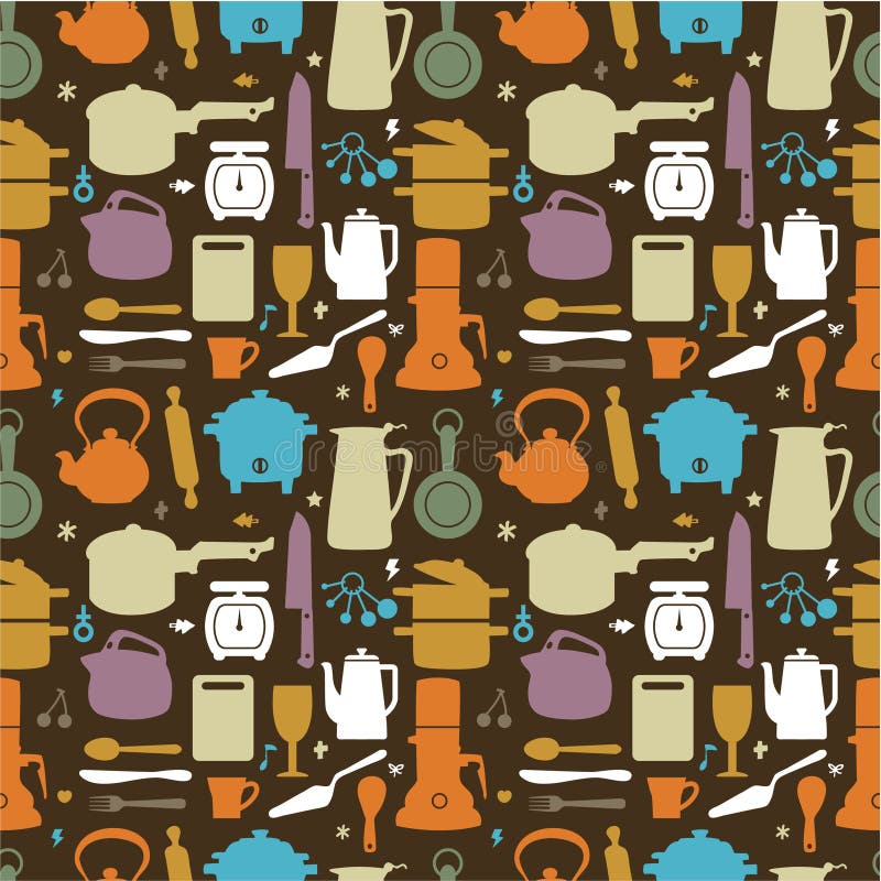 Seamless kitchen pattern stock vector. Illustration of cook - 17260928