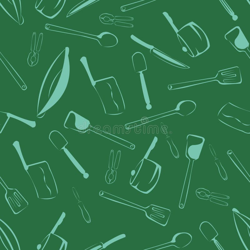 Seamless Kitchen Tools Pattern in Vector Realistic Modern Design Set ...