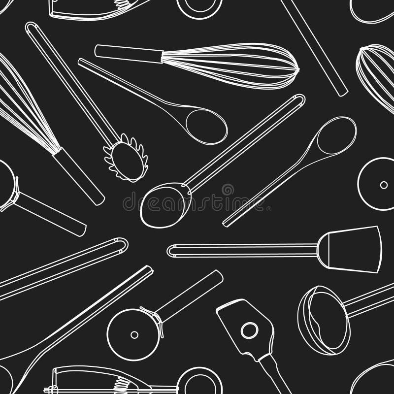 Seamless Kitchen Tools Pattern in Vector Realistic Modern Design Stock ...