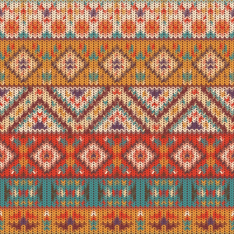 Traditional Tribal Aztec Seamless Pattern on the Wool Knitted Texture Stock Vector ...