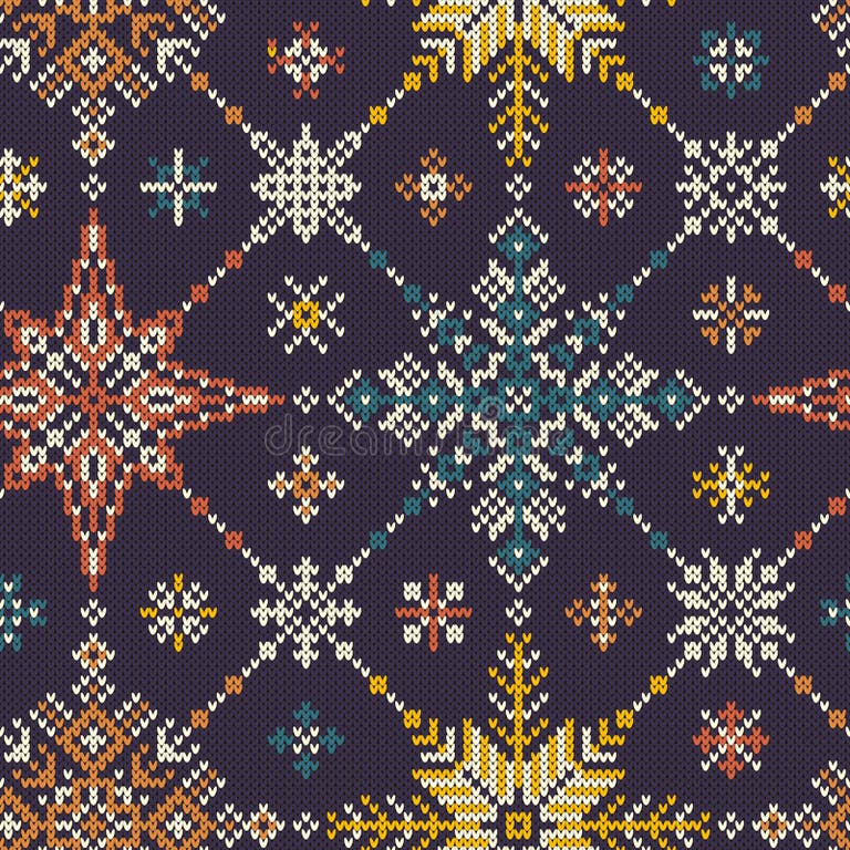Seamless Knitted Pattern with Multi-colored Snowflakes Stock Vector ...