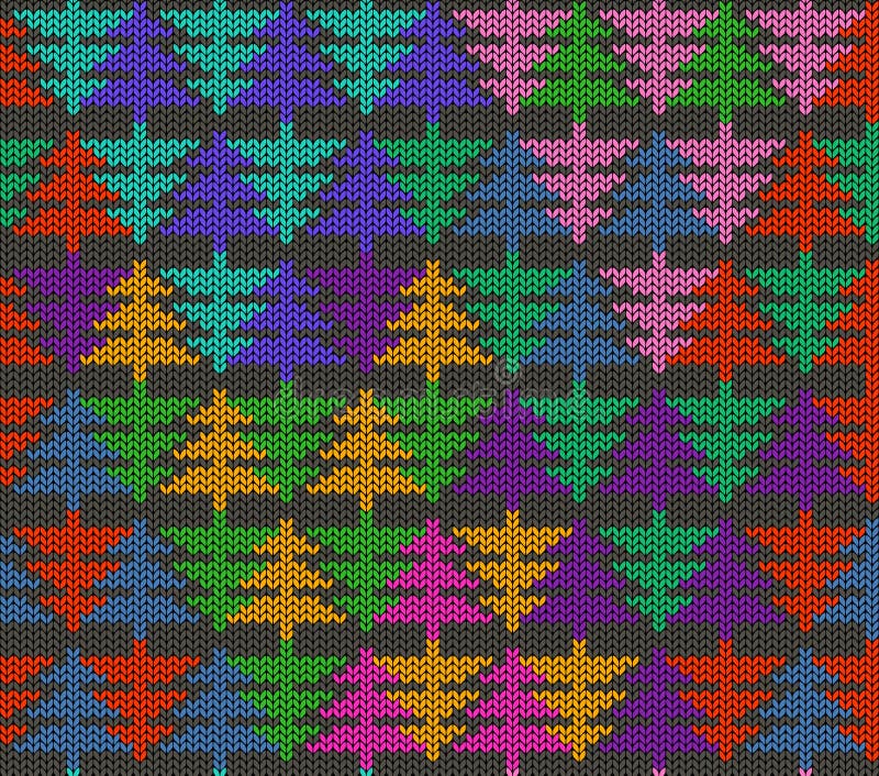 Seamless Knitted Pattern with Trees Stock Vector - Illustration of ...