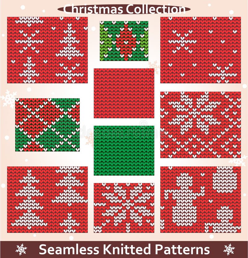 Seamless Knitted Patterns Christmas Collection Stock Vector ...