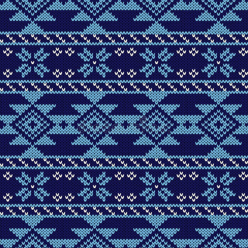 Seamless Knitting Ornate in Blue and White Stock Vector - Illustration ...