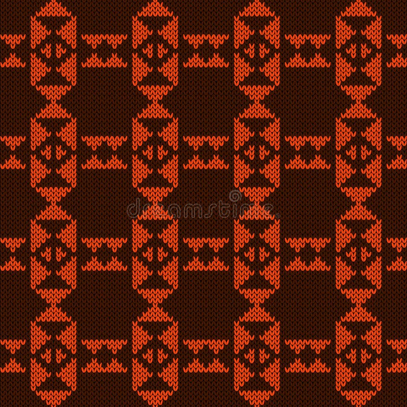 Seamless Knitting Ornate in Brown and Orange Stock Vector ...