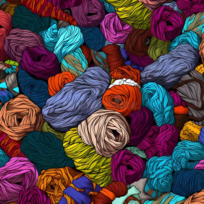 Colorful Wool Yarn Balls. Generative Ai Stock Illustration ...