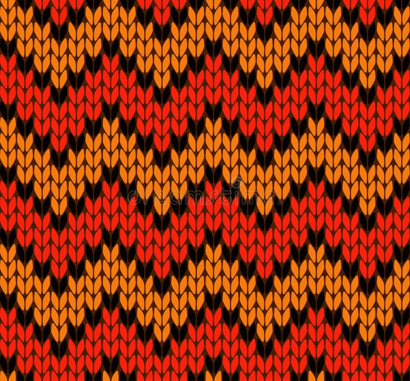 Seamless Knitting Zigzag Pattern Stock Vector - Illustration of orange ...