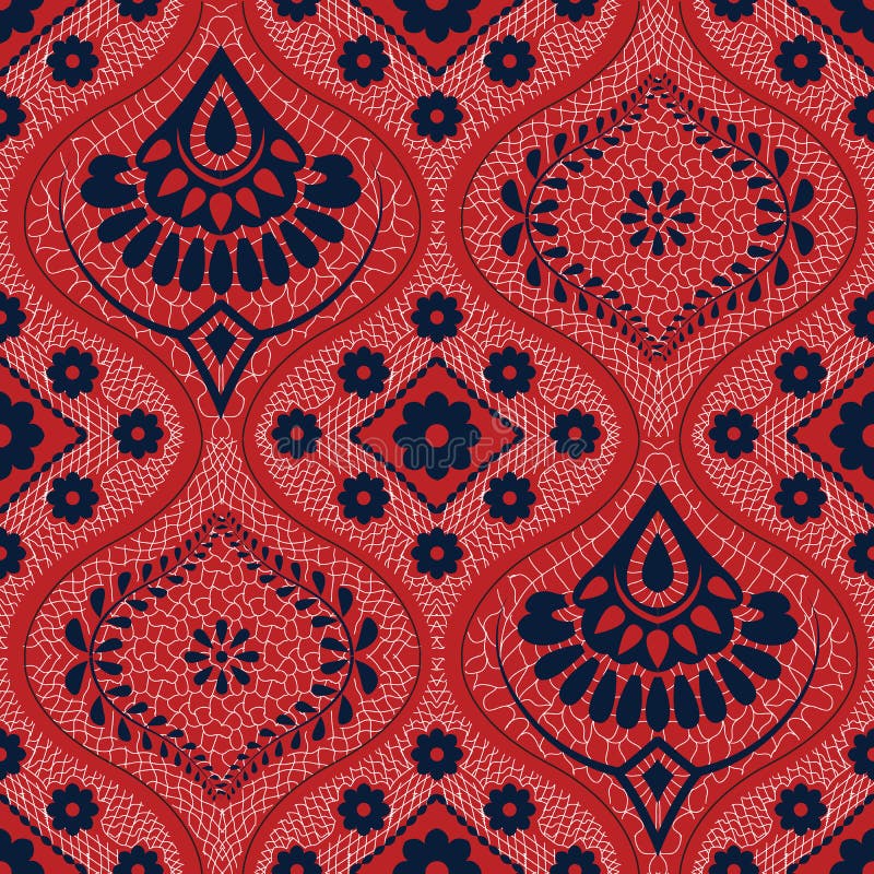 Red Rose Lace Seamless Pattern Stock Illustrations – 466 Red Rose Lace ...