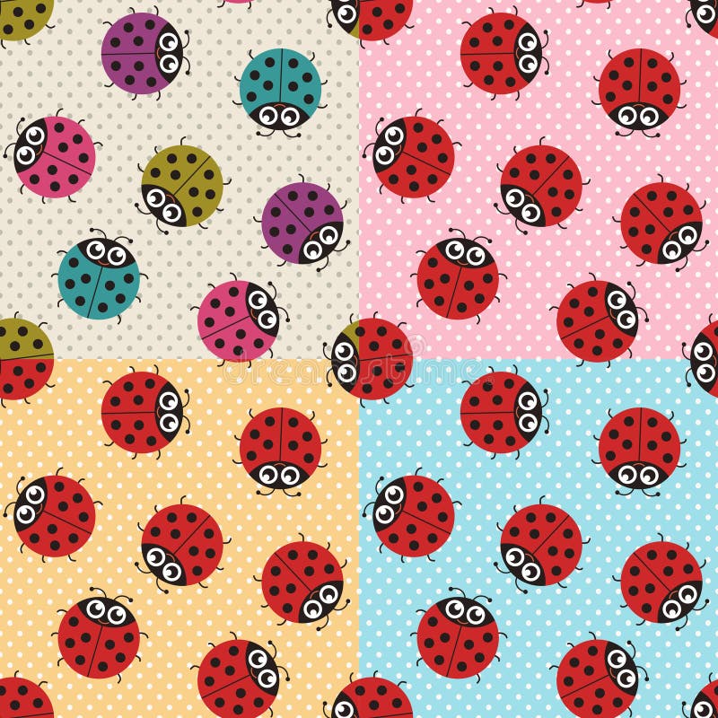 Seamless Ladybug Insects Pattern Stock Vector - Illustration of flowers ...