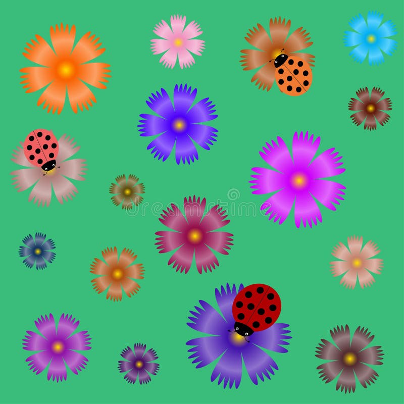 Ladybugs Colors Seamless Pattern Stock Illustrations – 68 Ladybugs ...