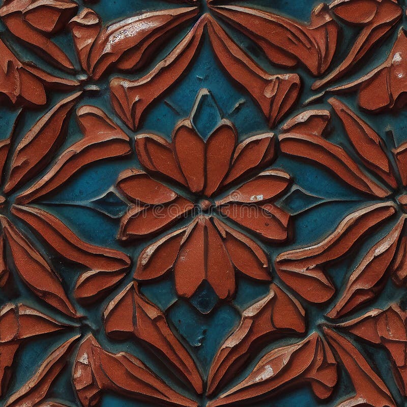 Seamless Large Floral Ceramic Tile Pattern in Brown. Generative AI ...