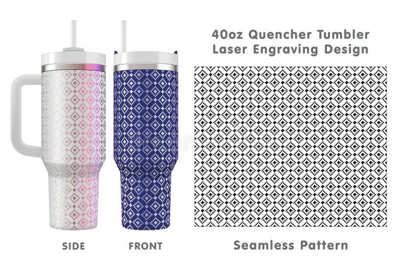 Seamless Laser Engraving Design for 40oz Quencher Tumbler. Vector ...