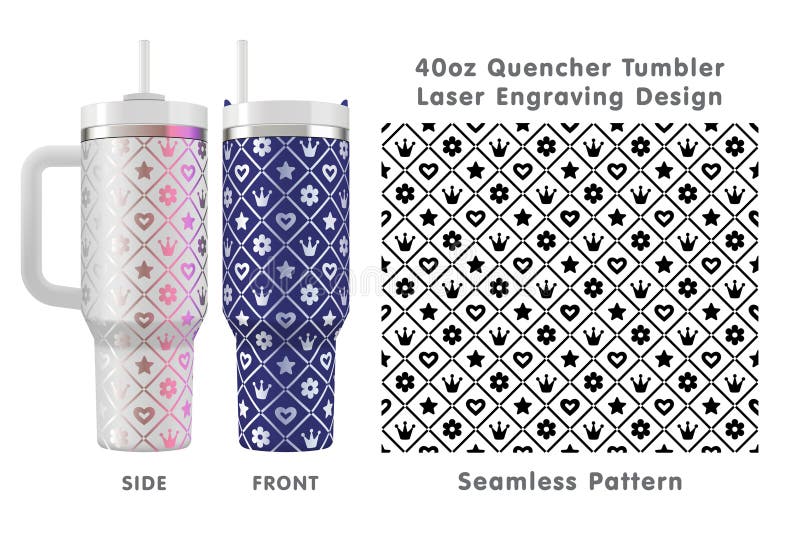 Seamless Laser Engraving Design for 40oz Tumbler. Vector Illustration ...