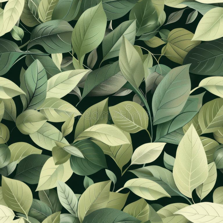 Seamless Layered Foliage Pattern with Multiple Leaf Species Stock Photo ...